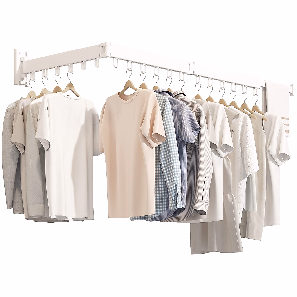 BOQORAD Wall Mounted Drying Rack,Clothes Drying Rack,Laundry Drying Rack,Collapsible Drying Racks for Laundry,Retractable Drying Rack Clothing,Clothes Dryer Rack,Clothes Hanging Rack