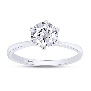 SAVEARTH DIAMONDS 1 1/2 ct. t.w 7.5MM Round Cut Lab Created Moissanite Diamond Solitaire Engagement Ring For Women In 10K Solid White Gold (VVS1 Clarity, 1.50 Cttw)-6