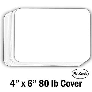 Hamilco White Cardstock Thick Paper - Blank Index Flash Note & Post Cards with Rounded Corners - Greeting Invitations Stationary 4 X 6" Heavy weight 80 lb Card Stock for Printer - 100 Pack