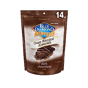 Blue Diamond Almonds Oven Roasted Dark Chocolate Flavored Snack Nuts, 14 Oz Resealable Bag (Pack of 1)