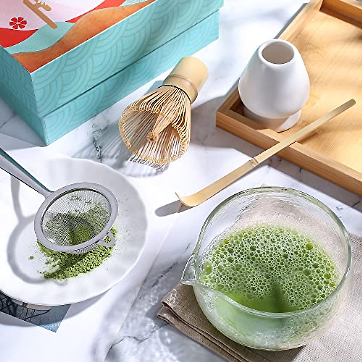 Textured Glass Matcha Bowl With Pouring Spout - Handmade Japanese Style Matcha Green Tea Ceremony Chawan 400ml 13.5 oz Big Glass Salad Porridge Juice Bowl Cup