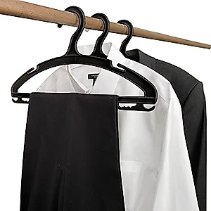 Lily's Home Space Savers Heavy Duty Plastic Hangers with Skirt and Strap Hooks and Non Slip Grips for Strappy Clothing (Black, Pack of 20)