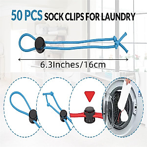 Awsxuoor 50Pcs Sock Clips for Laundry - Amazing Sock Clip for Washing Socks -Your Socks Laundry Sock Holder Sock Tie Clips Sock Organizer for Washing Machine and Dryer with The Sock Laundry Organizer