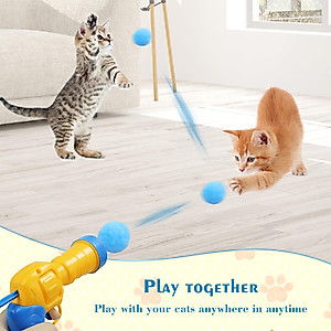 Mewlmart Cat Toys Interactive for Indoor Cats Kitty Toys Cat Toys for Indoor Cats Self Play Cat Ball Toy Pom Pom Balls Plush Ball Launcher for Cats Puff Balls Cat Enrichment Toys 30 Balls