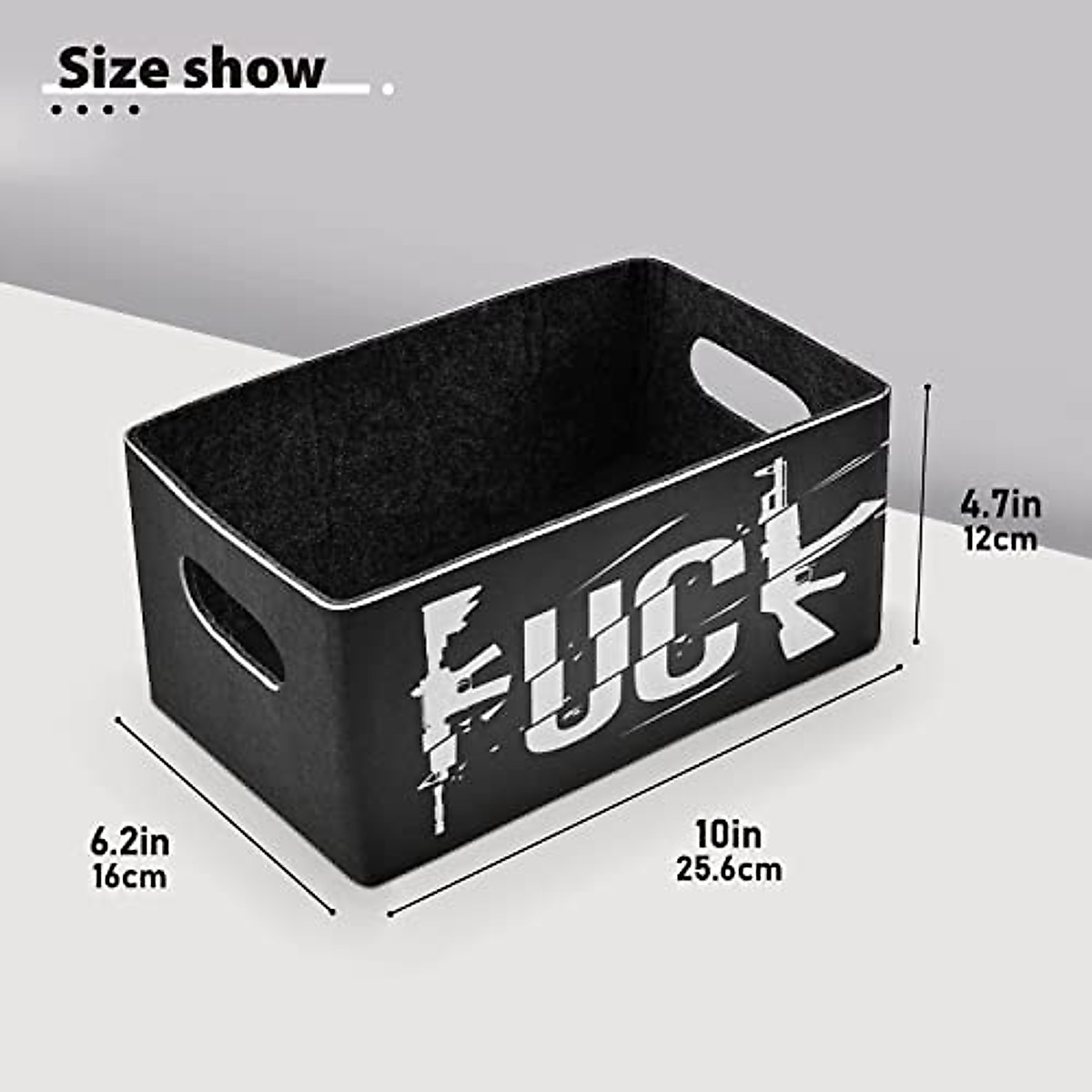 Fuck Guns Print Storage Basket Felt Storage Bin Collapsible Storage Box Cloth Baskets Containers Organizer for Kids Bedroom Magazine