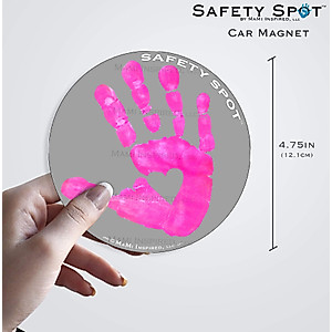 Safety Spot Magnet - Kids Handprint for Car Parking Lot Safety - Gray Background (Green)