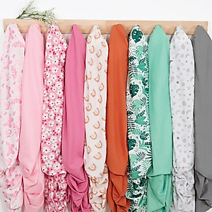 The Peanutshell Grey Moon & Stars Fitted Crib Sheet Set, Unisex 4 Pack Celestial Print, Grey & White