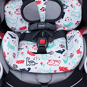 JYOKO Kids Cover Liner Made Cottton for car seat Compatible with Reducer Graco 4Ever (Dino Party)