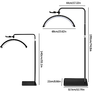 QQXX LED Floor Half Moon Lash Light Floor Lamp for Reading,Eyelash Extensions LED Floor Light，Lash Lamp,Adjustable Standing Lamp with Remote,Tattoo Light,Salon Cosmetic SPA Pmu Lamp , White
