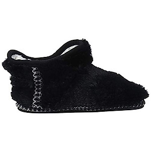 Dearfoams Unisex-Kid's Charlotte faux faux fur Bootie Slipper, Black, 2-3 Big