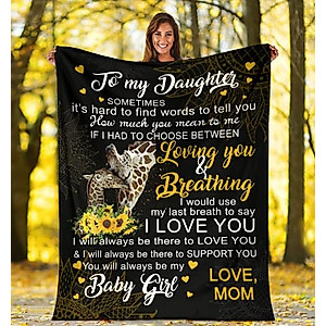 Personalized Giraffe to My Daughter Blanket How Much You Mean Me Fleece Throw for from Mom Custom Name Sunflower Themed Bed Gifts Christmas Birthday Graduation, Multicolor