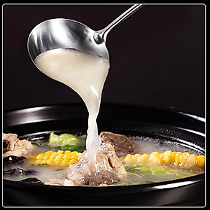 304 Stainless Steel Soup Spoon Cooking Spoon for Kitchen, Metal Soup Ladle,[Rustproof, Heat Resistance, Integral Forming], with Ergonomic Round Long Handle, 13.9 Inches1 Pack (Color:Silver)