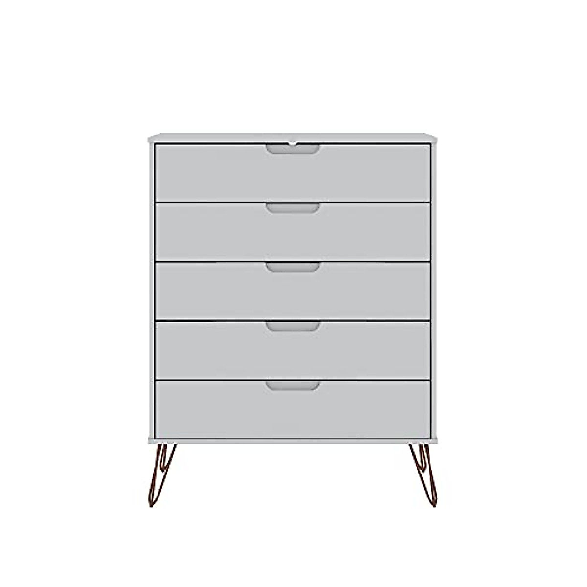 Manhattan Comfort Rockefeller Mid Century Modern 5-Drawer Tall Dresser, White