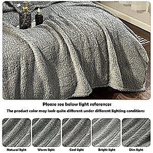 NEWCOSPLAY Sherpa Fleece Throw Blanket Plush Fluffy Cozy Lightweight Blanket for Bed Sofa Couch Travel (Grey, Twin(60"x80"))