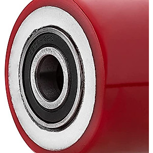 Lyplus Pallet Jack/Truck Load Wheels Set (2 pcs) 3" x 3.75" with Bearings ID 20mm Poly Tread Red - A Pair (Red)