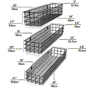 Wall35 Kansas Wall Mounted Black Bookshelf for Kids' Room Decor, Metal Wire Storage Basket Set of 3 (Varying Sizes)