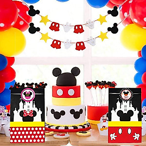 MOAXMOA Party favor Gift Bags Candy Treat Bags Birthday Baby Shower Wedding Mickey Minnie Theme Decorations Supplies with Stickers Set of 24