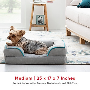 Brindle Orthopedic Dog Bed for Medium Dogs - Waterproof Dog Sofa Bed Medium, Supportive Memory Foam Pet Couch Bed with Removable Washable Cover, Water Resistant Cover, Nonskid Bottom, Dove Gray