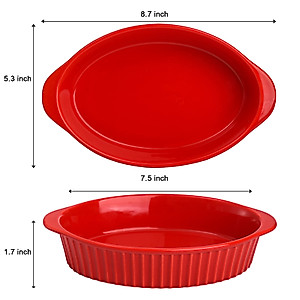Foraineam 4 Pcs 15 oz Porcelain Oval Baking Dish Set, 8.7 x 5.3 x 1.7 inch Oven Safe Au Gratin Pans Small Table Serving Dishes, Lasagna Pan Crème Brulee Bakeware Set with Double Handles