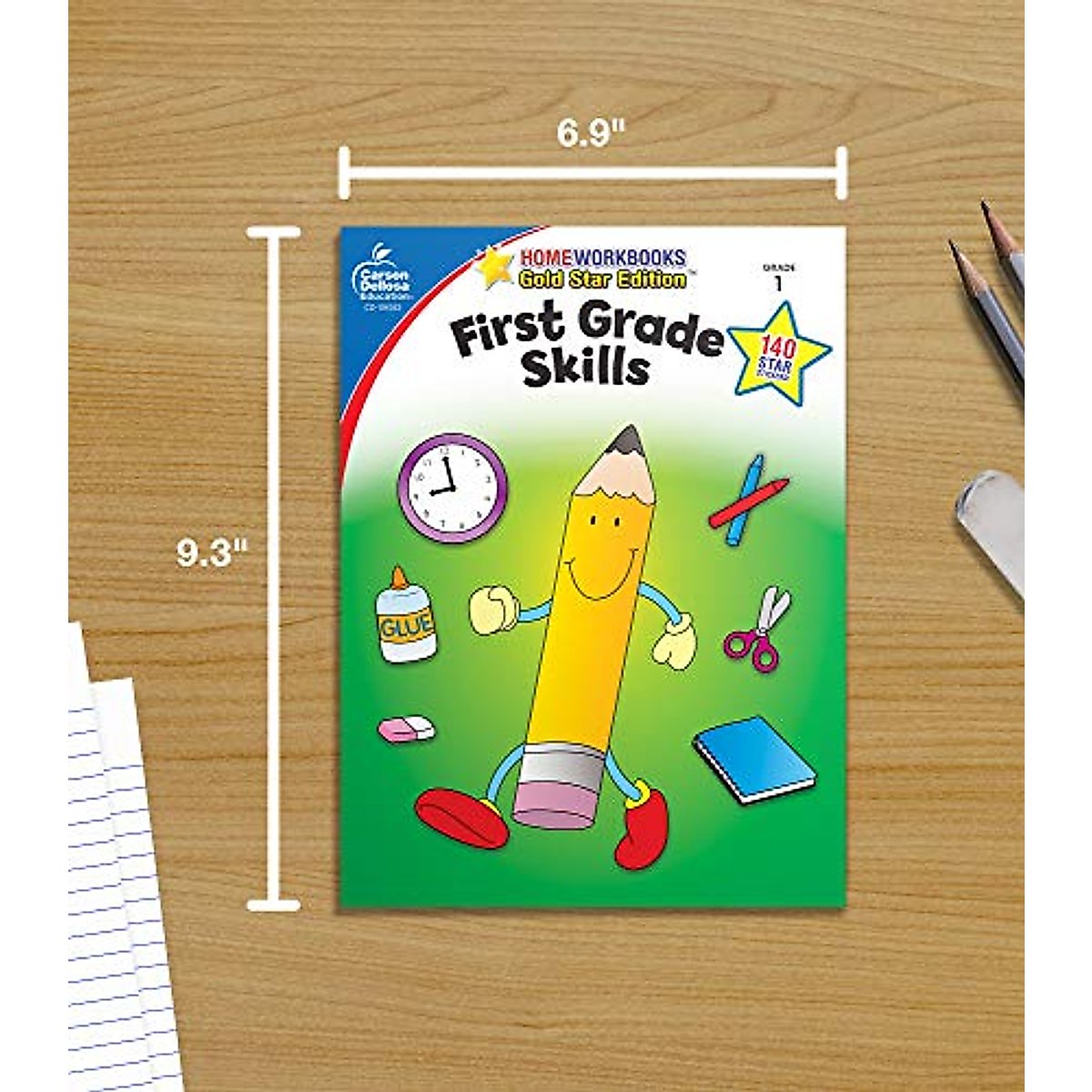 Carson Dellosa First Grade Skills Workbook―Grade 1 Reading, Addition, Subtraction, Graphing, Measuring, Phonics, Writing Skills Practice With Stickers (64 pgs) (Home Workbooks)