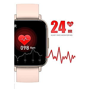 Smart Watch for Women with Bluetooth(Answer/Receive Call) 1.7" Fitness Trackers with Heart Rate Sleep Monitor Waterproof Step Counter Watch for iOS Android (Rose Gold)