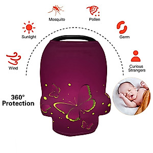 Nursing Cover Breastfeeding Scarf Butterfly Burgundy Red - Baby Car Seat Covers, Infant Stroller Cover, Carseat Canopy(801i)