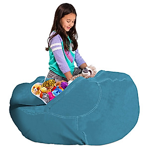 Posh Stuffable Kids Stuffed Animal Storage Bean Bag Chair Cover - Childrens Toy Organizer, X-Large 48" - Heather Teal