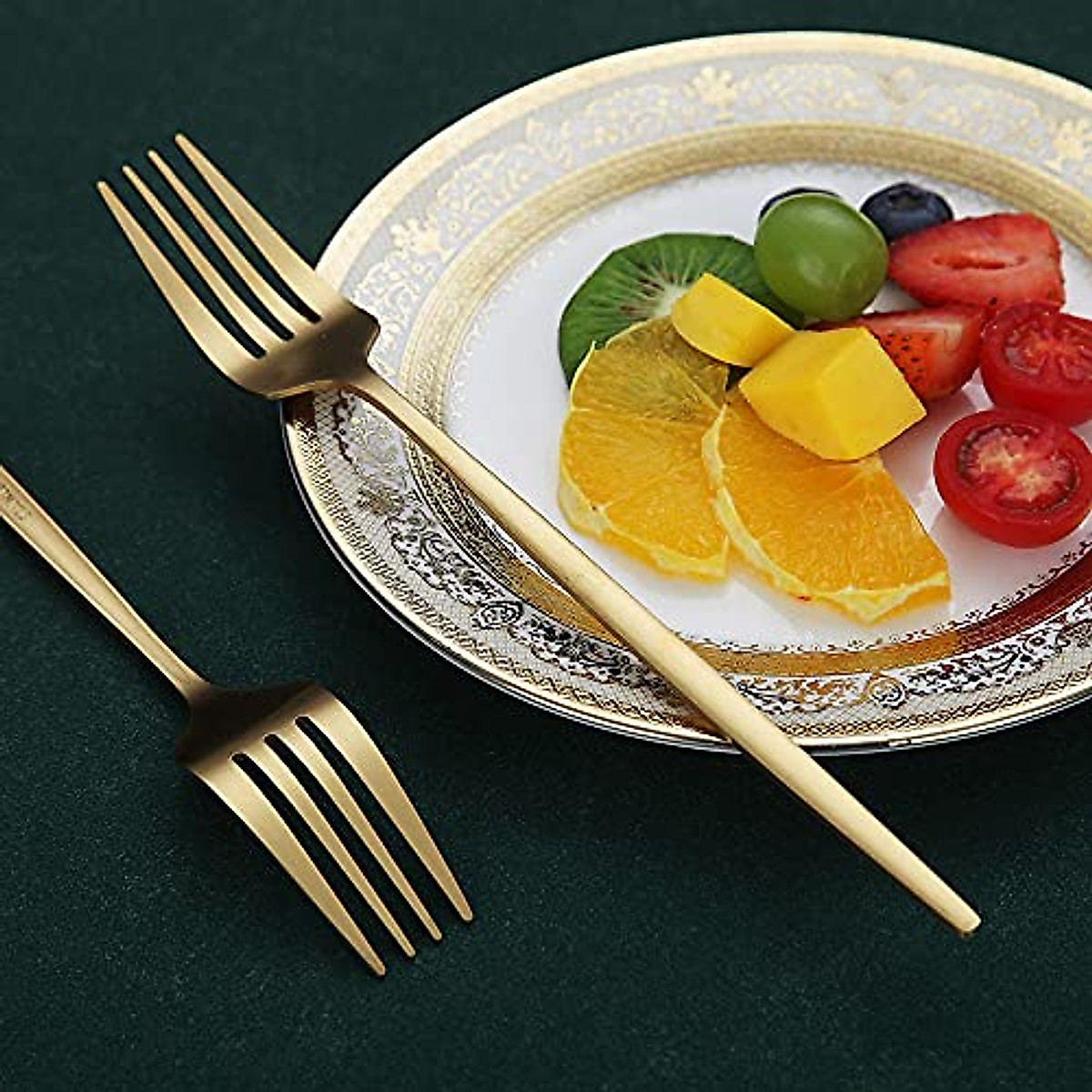 Matt Gold Dinner Forks 6 Piece, Stainless Steel 8.4'' Forks Silverware Set, Dessert Forks, Table Forks, Salad Forks for Home, Kitchen or Restaurant, Dishwasher Safe