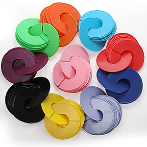 ZOOFOX 80 Pieces Closet Dividers for Hanging Clothes, Colored Clothing Rack Dividers, Round Closet Separator for Home or Clothing Store