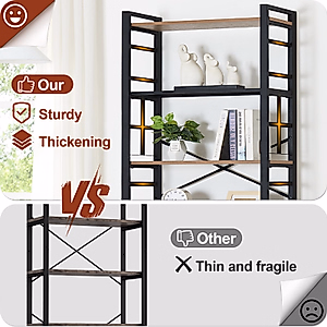 HOMBAZAAR 7 Tier Bookshelf,84 inch Tall Industrial Bookcase with Metal Frame and Open Shelves,Rustic Heavy Duty 7 Shelf Bookcase, Office Book Shelves for Living Room and Bedroom,Brown