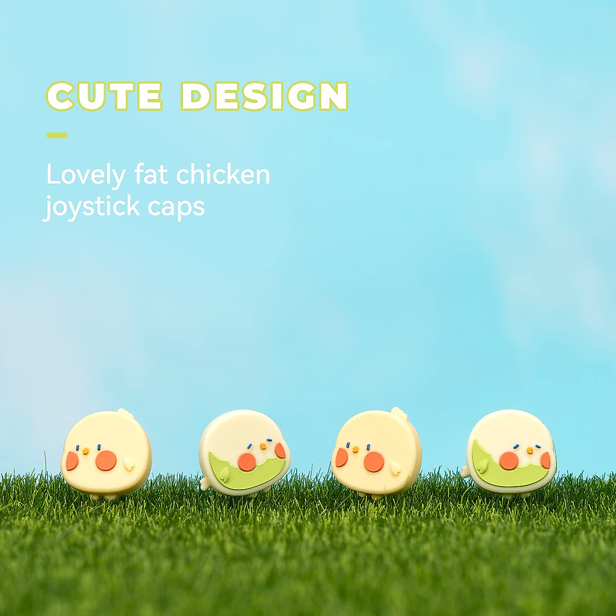 GeekShare Fat Chicken Thumb Grip Caps, Soft Silicone Joystick Cover Compatible with Nintendo Switch/OLED/Switch Lite,4PCS