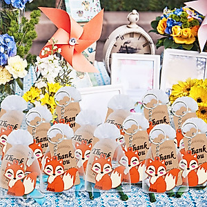 Elecrainbow 40 Pack Fox Keyring Pack Party Favor for Woodland Party, Camp Baby Shower, Stay Clever Themed Kids Birthday, Wild ONE First Birthday, Gender Reveal