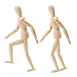 Alikeke 2 Pack 12 Inches Tall Wooden Mannequin Artist Manikin with Stand - Great for Drawing or Desktop Decor （Men and Women/Dad and Mom ）