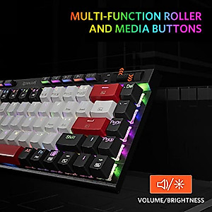 Redragon K635 Hot Swappable Mechanical Keyboard Customized RGB Backlit with Volume Control, Bluetooth/2.4G-Wireless/USB-C Compact Gaming Keyboard with Red Switches(68+10Keys)