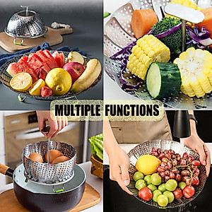 Vegetable Steamer Basket for Cooking Food Veggie Broccoli Meat Steamer Pot Cooker Expandable Steel Steamer (6.3"-10.3")