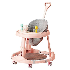 Push Along Walker Baby Activity Center Walker from 6 Months Baby Jumpers Mute Anti-Rollover Toddler Walker,Multi-Function, Dining Table (Color : Pink)