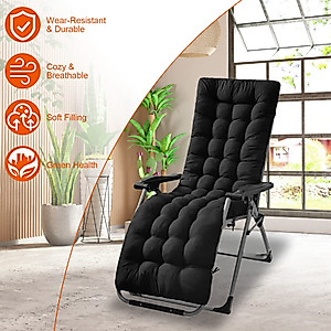 iMounTEK Lounge Chair Cushions Thickened 67x22x4 in Padding Chaise Lounger Cushion Recliner Rocking Chair Sofa Mat Pad Chair Cushion for Indoor Outdoor Furniture, Zero Gravity Chair Cushion/Black