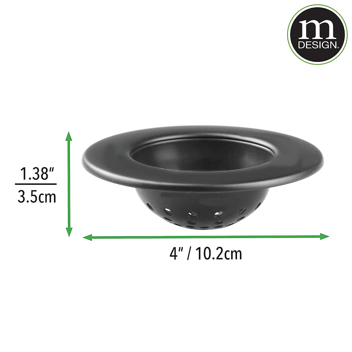 mDesign Modern Kitchen Sink Strainer, Drain Cover for Standard Kitchen Sinks, Double Farmhouse Sinks, Utility Sinks - Flexible Base Traps Debris, Wide Metal Rim, 4" Round - 2 Pack - Bronze