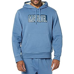Amazon Essentials Men's Disney Sherpa-Lined Pullover Hoodie Sweatshirts, Marvel Logo, Medium