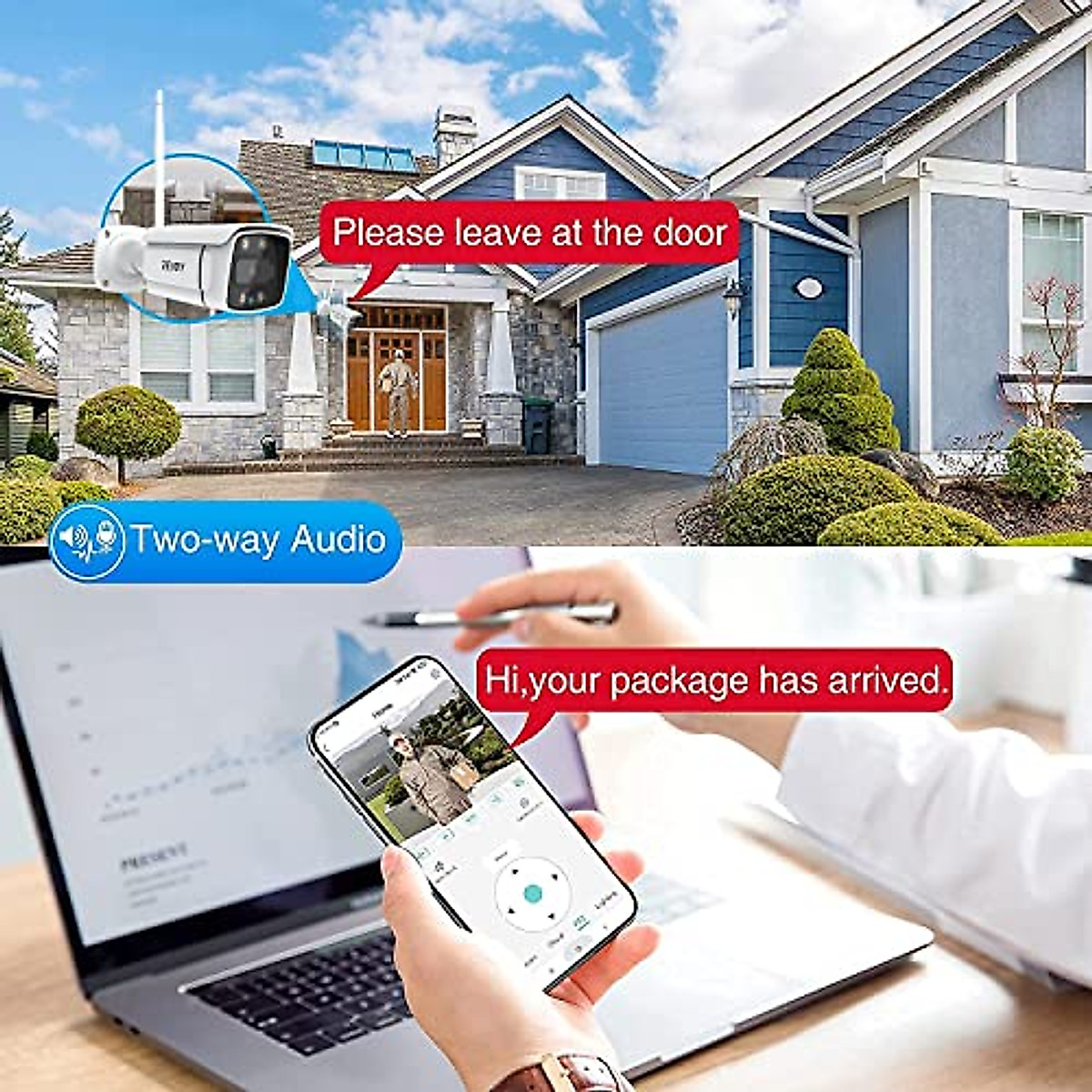 REIGY 3MP WiFi Security Camera System with Floodlight Without Hard Drive, 2K Outdoor Home Surveillance Set 8CH 5MP NVR + 4X 1296P IP Cam, 2-Way Audio Remote View Color Night Vision Motion Detection