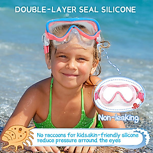 Water Space Kids Swimming Goggles Swim Googles for Kids Toddler Girls Boys Youth 6-14 3-6 4-7, Swimming Goggles with Nose Cover Anti Fog 180°Clear Snorkel Mask No Leaking Pool Underwater Swim Goggles