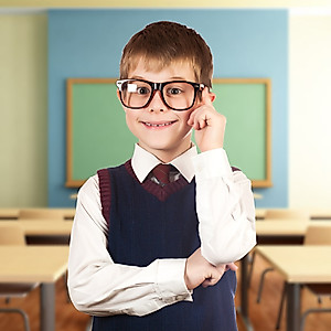 Skeleteen Retro Nerd Costume Glasses - Oversized Black Hipster Eyeglasses With Clear Lenses - 1 Pair