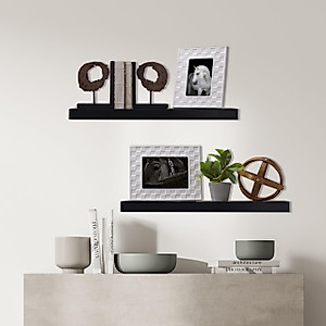 MELANNCO Black Pole Mount Chunky Shelves, Hardware and Instructions Included, Set of 2 23.6x5.7x1.5 Inch