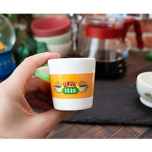 Silver Buffalo Friends Central Perk Logo 3pc Ceramic 3D Sculpted Mini Cup Set, Perfect as a Sugar, Cream, or Milk set, 3.5 Ounces