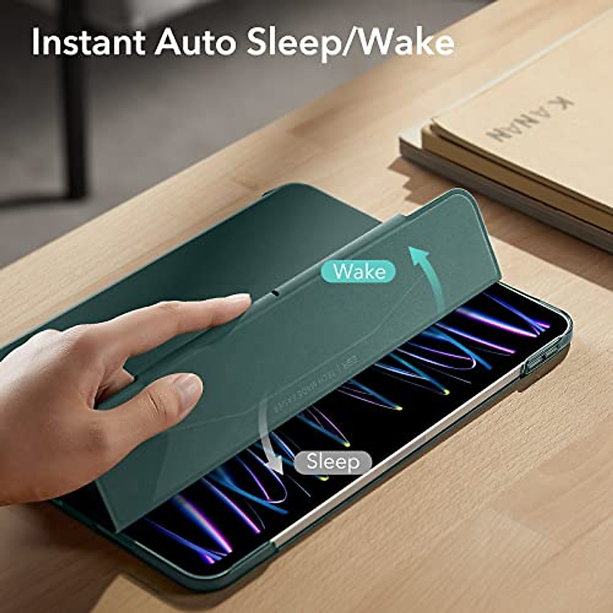 ESR for iPad Pro 11 Inch Case (2022/2021), Ascend Trifold Smart Case with Magnetic Clasp, Auto Sleep and Wake, Slim and Lightweight, Pencil 2 Wireless Charging, Frosted Forest Green