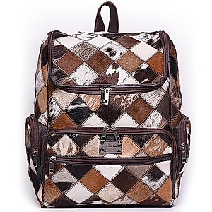 Hammi Cowhide Leather Backpack, Leather Backpack for Women, Genuine Cowhide Backpack, Diaper Bags, Premium Cowhide Diaper Bag (Dark Brown)