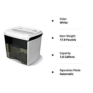 Aurora AU1285MD Compact Desktop-Style High Security 12-Sheet Micro-Cut Paper and CD/Credit Card/Junk Mail Pullout Basket Shredder, White/Black