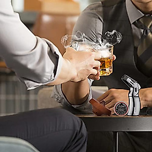 Cocktail Smoker Kit with Torch, Old Fashioned Chimney Drink Smoker, with 6 Flavors of Wood Smoker Chips, for Cocktails, Whiskey & Bourbon, Ideal Gifts for Men, Boyfriend, Husband, and Dad (BLACK)