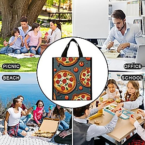 QWHJK Foldable Carry Insulated Bag,Pizza Food Print Hand-held Picnic Insulated Bag,casual Folding Insulated Bag