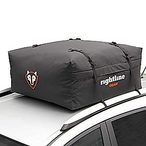 Rightline Gear Range Jr Weatherproof Rooftop Cargo Carrier for Top of Vehicle, Attaches With or Without Roof Rack, 10 Cubic Feet, Black